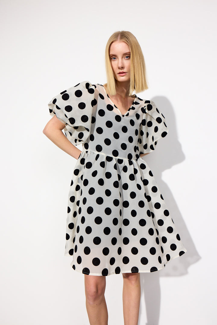 Bobby Dress - White w/ dots