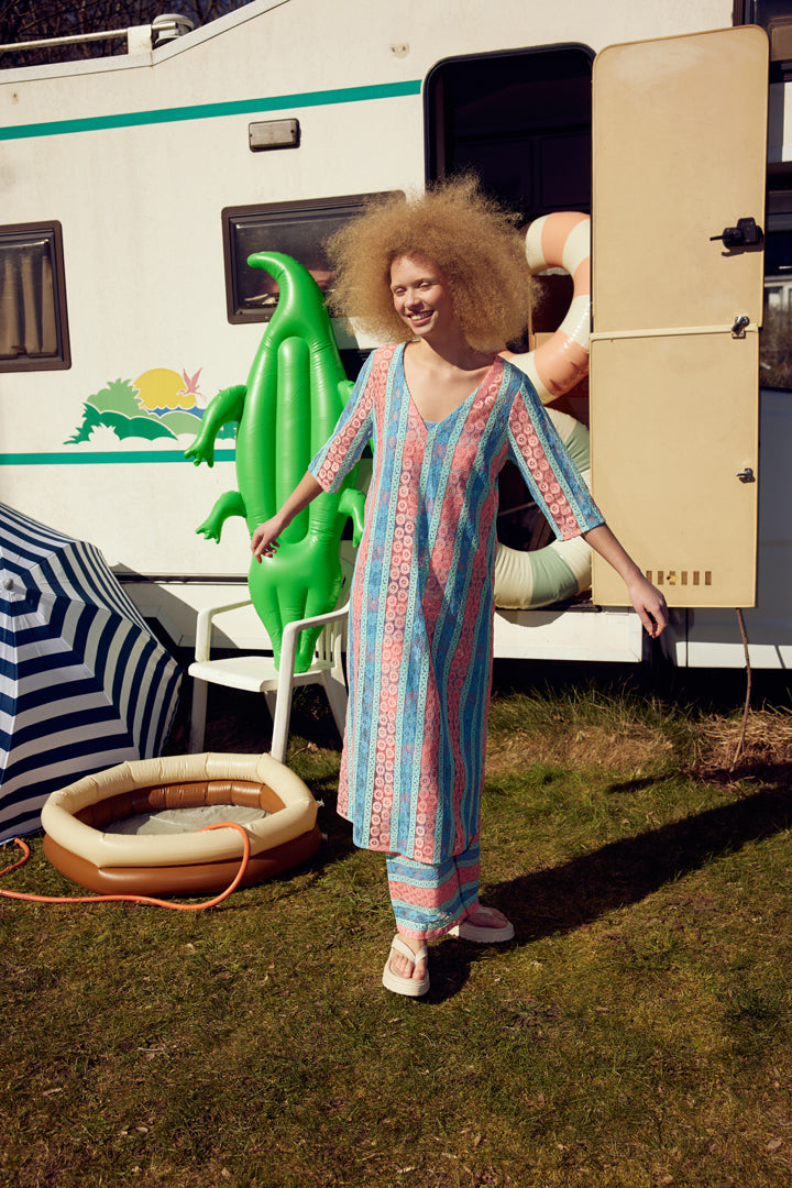 Yvonne Dress - Pink and Blue